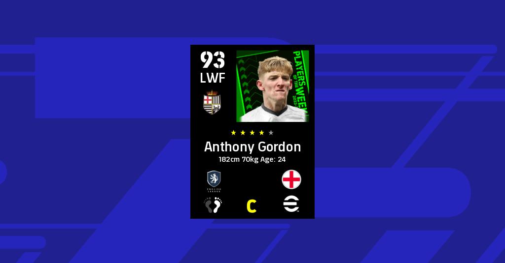 Anthony Gordon eFootball Stats