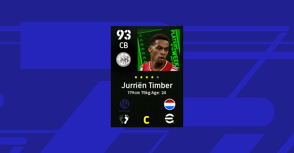 Jurriën Timber eFootball 2022 Stats
