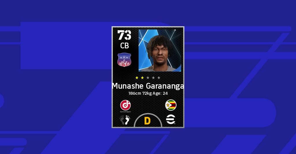 Estatisticas de Munashe Garananga en eFootball